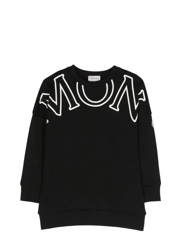Moncler Logo Print Sweatshirt Dress - Black