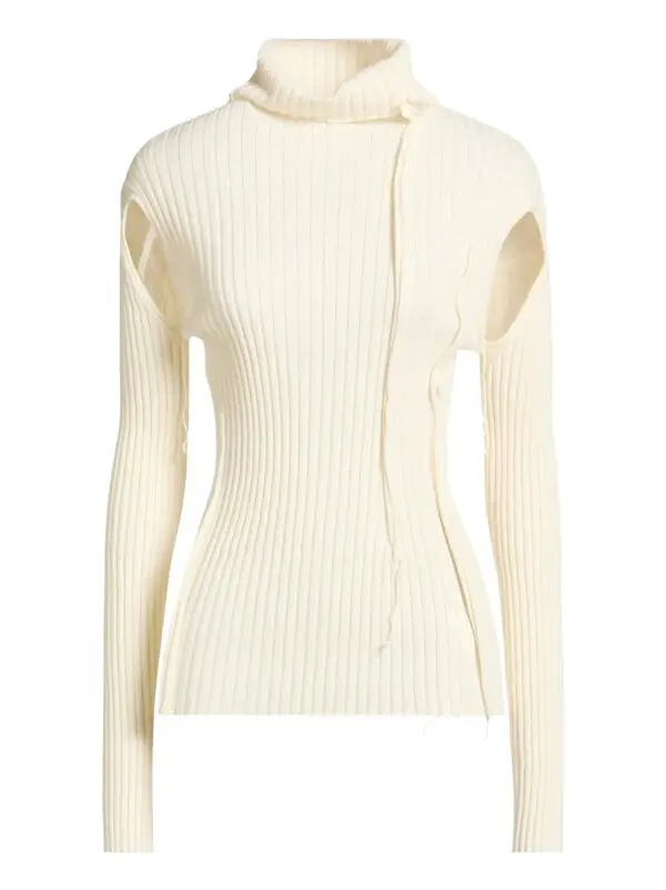 MAISON MARGIELA Ribbed Knit Turtleneck Top - White