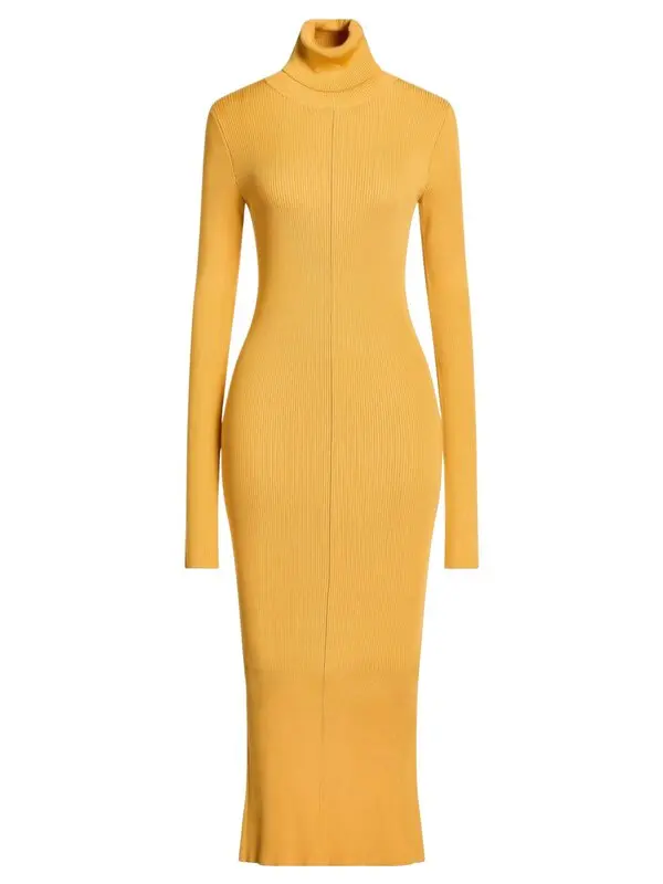 Marni Turtleneck Ribbed-knit Midi Dress - Yellow