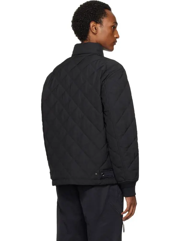 Burberry Quilted Jacket With Stand Collar And Logo Embroidery - Black