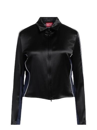 DIESEL® Two-tone Satin Full Zip Sweatshirt - Black
