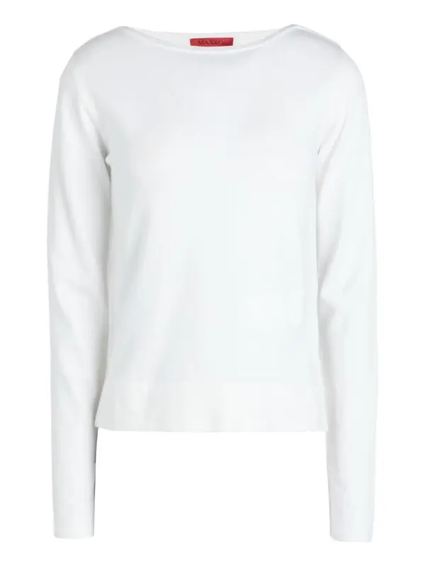MAXCO. Max&co. Long Sleeve Knit Top - White