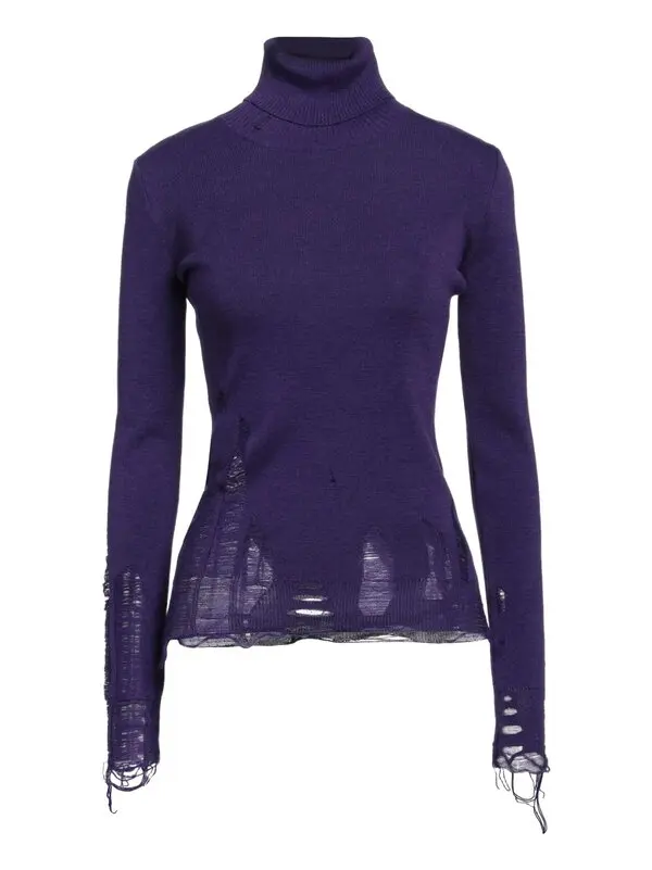 MAISON MARGIELA Distressed Turtleneck Sweater - Blue