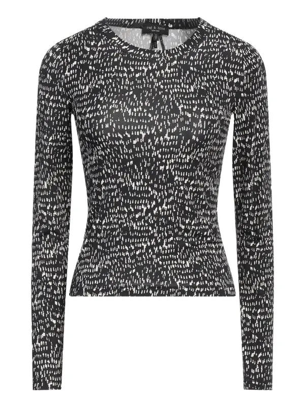Rag & Bone Two-tone Printed Long Sleeve T-shirt - Black