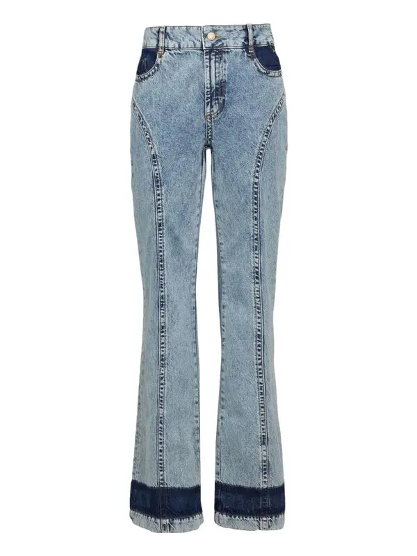 MAXCO. Two-tone Straight-leg Jeans - Blue