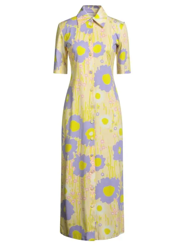 Sportmax Floral Print Shirt Dress - Yellow