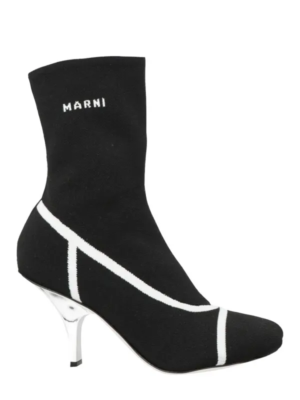 Marni Two-tone Knit Sock Ankle Boots - Black