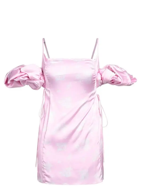 Jacquemus Printed Off-shoulder Sheath Dress With Short Sleeves - Pink