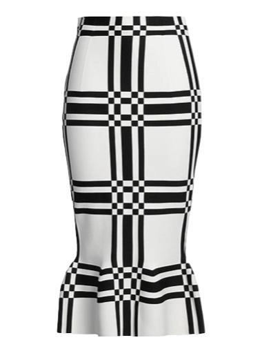 Marni Plaid Knit Pencil Skirt - White