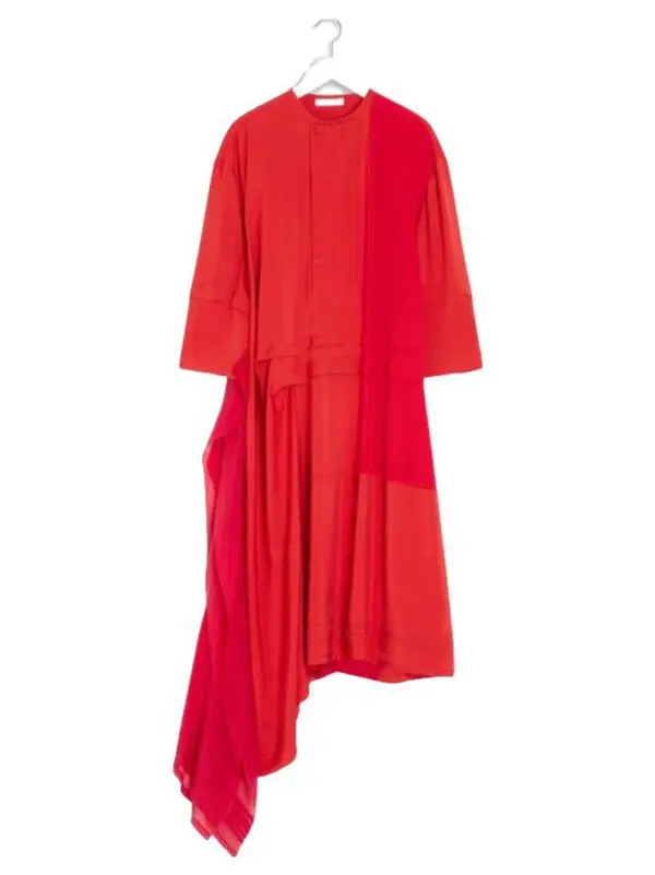 LEMAIRE Asymmetric-hem Midi Dress - Scarlet