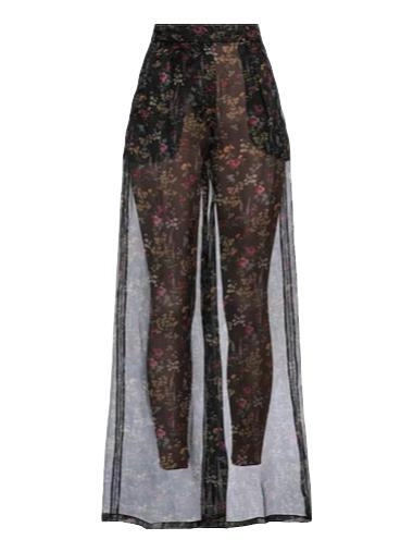 Max Mara Floral Print Organza Wide-leg Trousers - Black