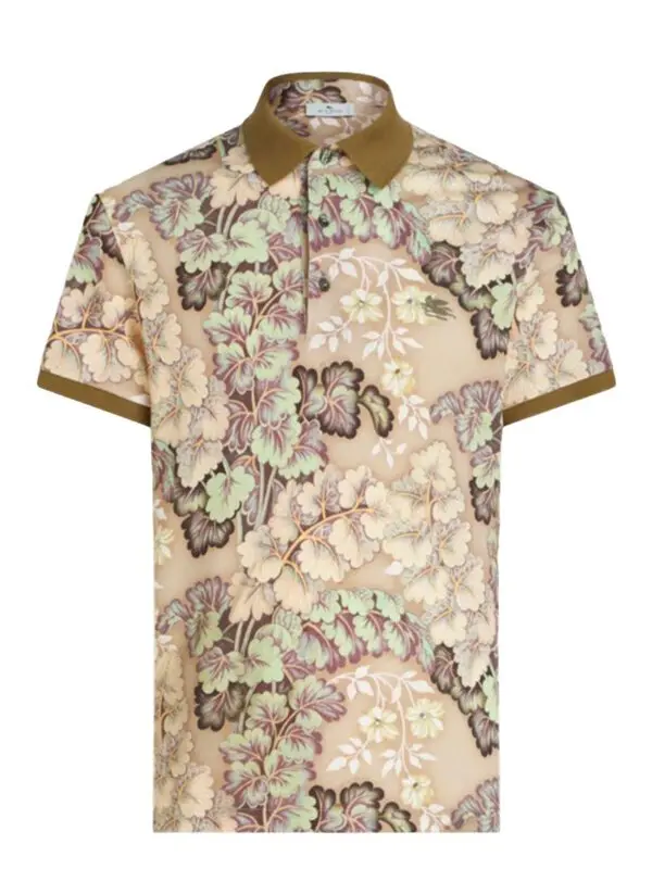 Etro Floral Print Short-sleeved Polo Shirt - Nude
