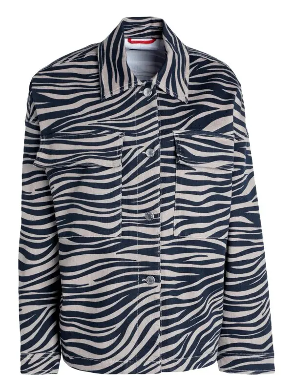 MAXCO. Zebra Print Denim Jacket - Gray