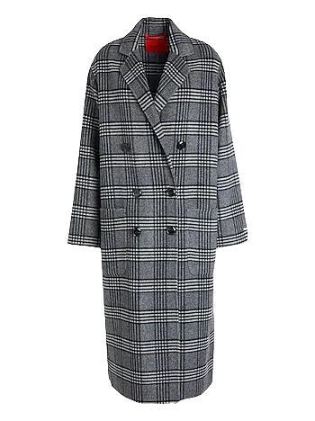 MAXCO. Max&co. Plaid Double-breasted Coat - Gray