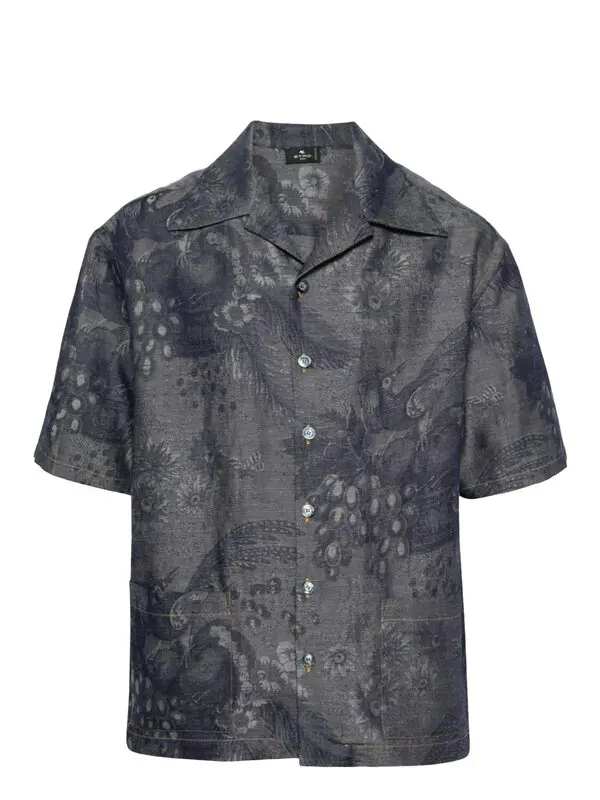 Etro Graphic Printed Short-sleeved Shirt - Black