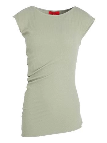 MAXCO. Ribbed Asymmetrical Logo T-shirt - Nude