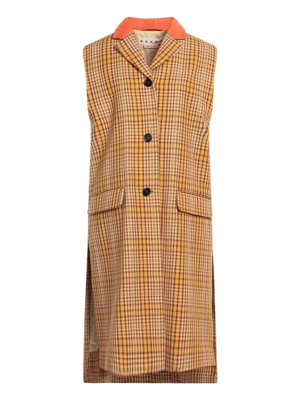 Marni Collared Plaid Sleeveless Vest - Brown