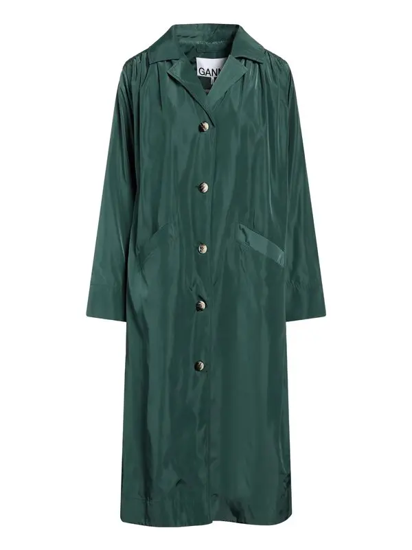 GANNI Plain Color Full-length Jacket - Green