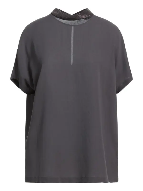 Brunello Cucinelli Short Sleeve Crew Neck Top - Black