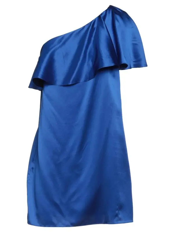 Saint Laurent One-shoulder Satin Dress - Blue