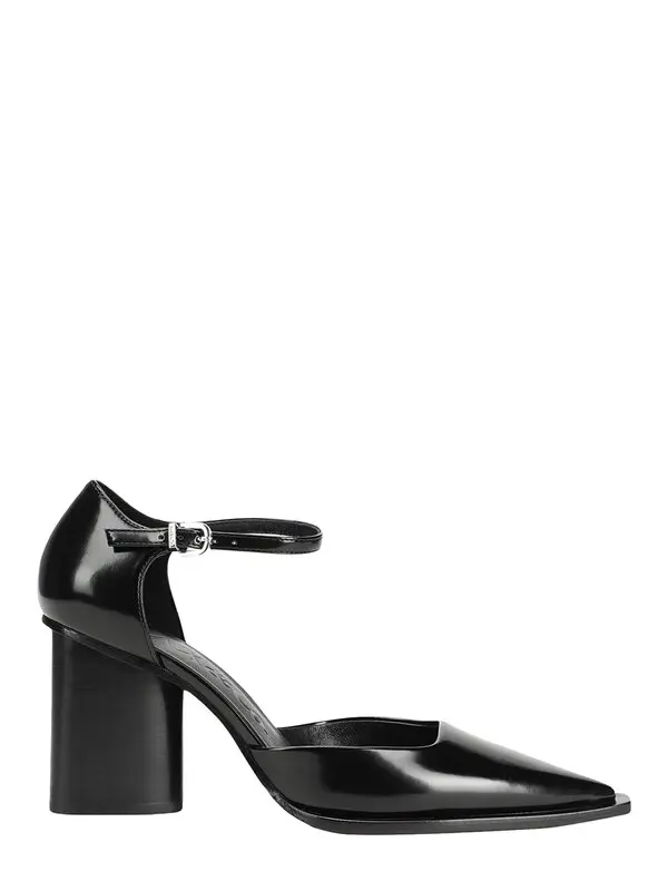 MAXCO. Max&co. Buckled Pointed Toe Block Heel Pumps - Black