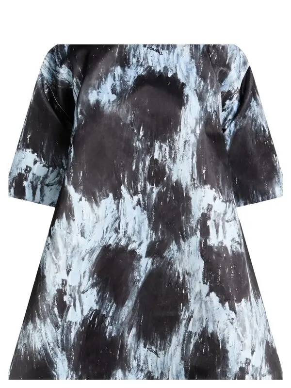 Marni Short Sleeves Flared Dress - Black