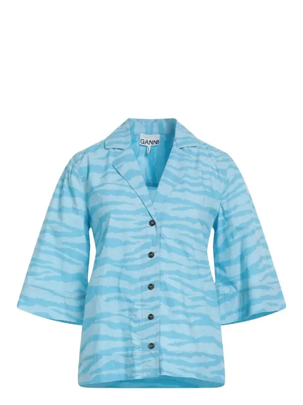 GANNI Two-tone Shirt - Blue