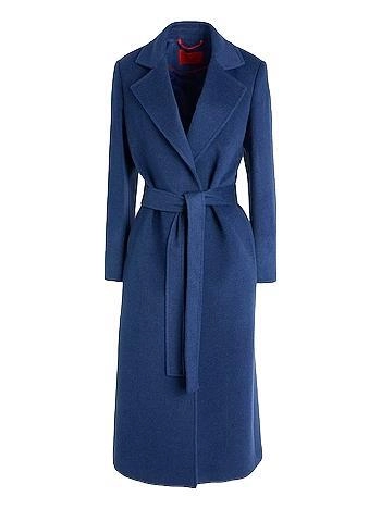 MAXCO. Max&co. Belted Wool-blend Coat - Blue