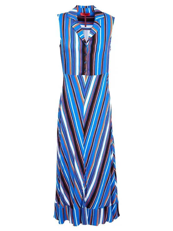MAXCO. Max&co. Striped Sleeveless Shirt Dress - Blue