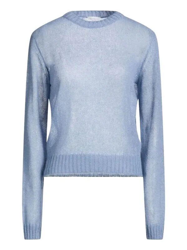 Brunello Cucinelli Crew Neck Long Sleeve Knitwear - Blue