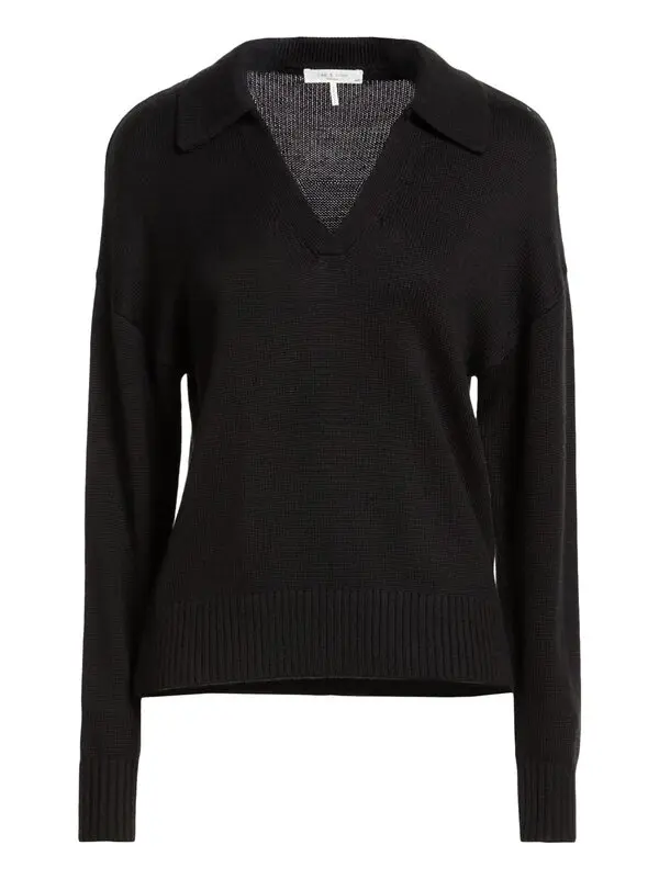Rag & Bone V-neck Knit Jumper - Black