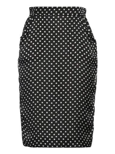 Saint Laurent Polka Dot Pencil Skirt - Black