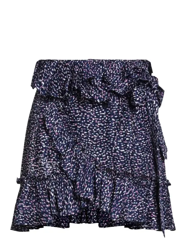 Saint Laurent Multicolor Print Wrap Skirt - Black