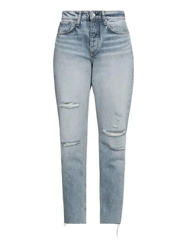 Rag & Bone Distressed Baggy Fit Denim Jeans - Gray
