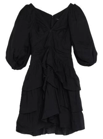 Isabel Marant Étoile Multi-layered Puff Sleeve V-neck Dress - Black