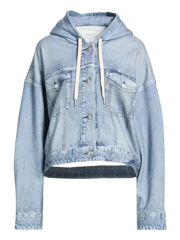 Rag & Bone Denim Hooded Jacket - Blue