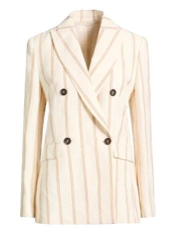 Brunello Cucinelli Double-breasted Striped Jacket - White