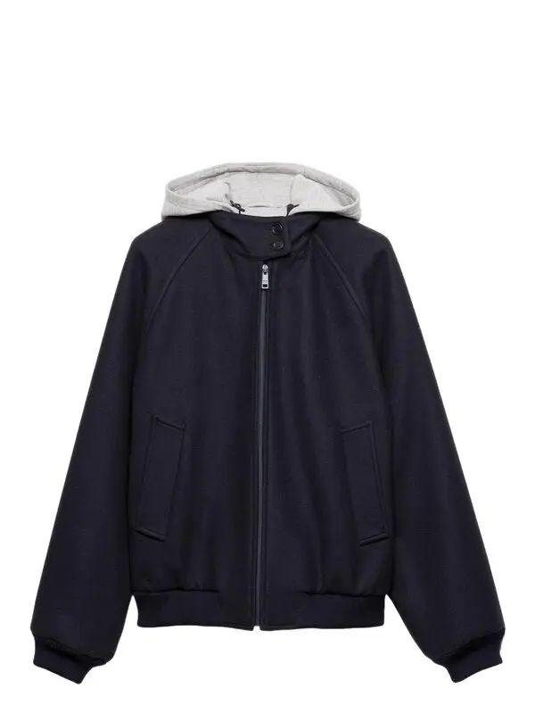 Prada Zip-up Cotton Fleece Jacket With Hood - Blue
