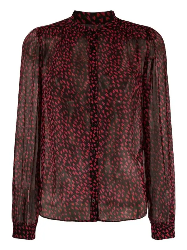 Zadig&Voltaire Tino Crush Shirt With High Collar And Long Sleeves - Red