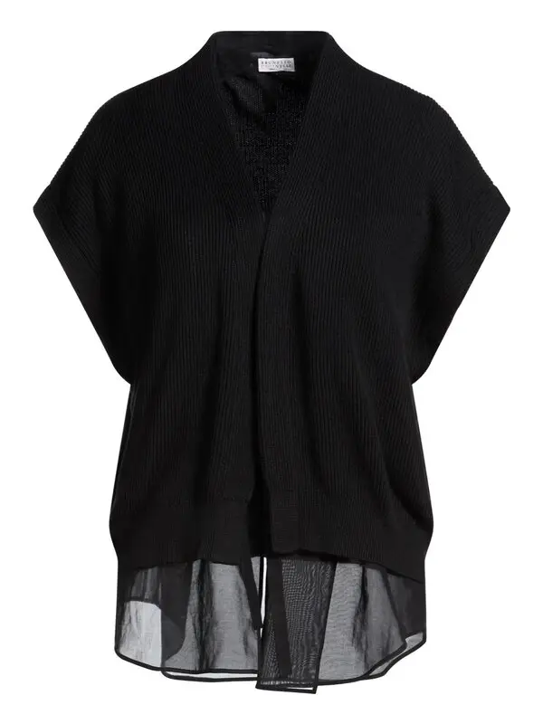Brunello Cucinelli Knitwear Vest With Tulle Detail - Black