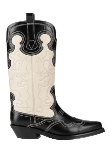 GANNI Two-tone Cowboy Boots - Black