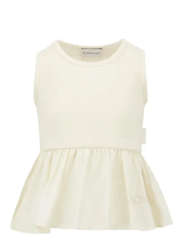 Moncler Peplum Top With Embroidered Logo - Beige