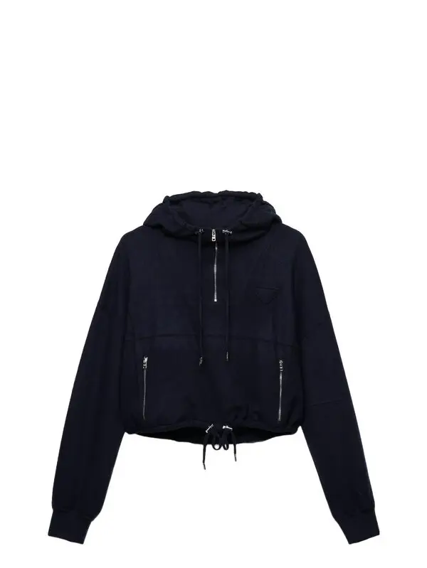 Prada Wool And Cashmere Hoodie - Navy