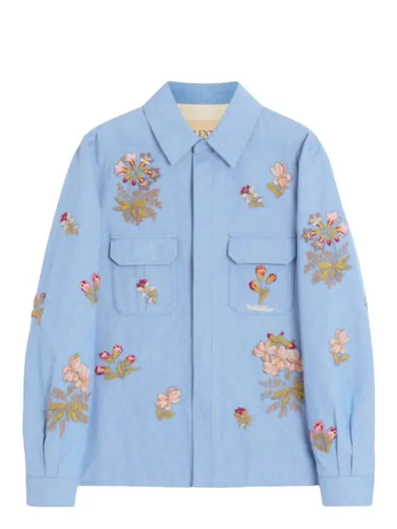 Valentino Garavani Embroidered Denim Shirt - Blue