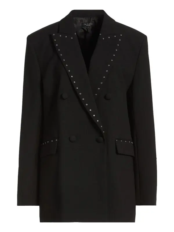 Rag & Bone Double-breasted Blazer With Embellished Lapel - Black
