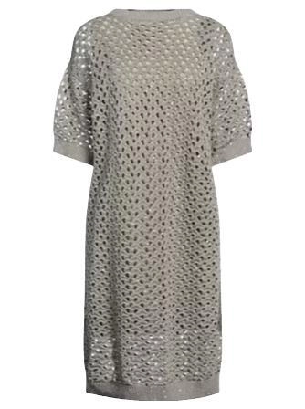 Brunello Cucinelli Hollow-out Dress With Sequins - Gray