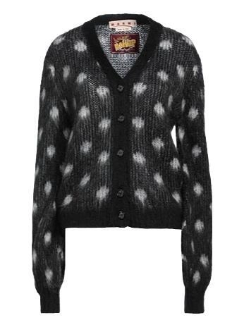 Marni Polka-dot Brushed-felt Knitted Cardigan - Black