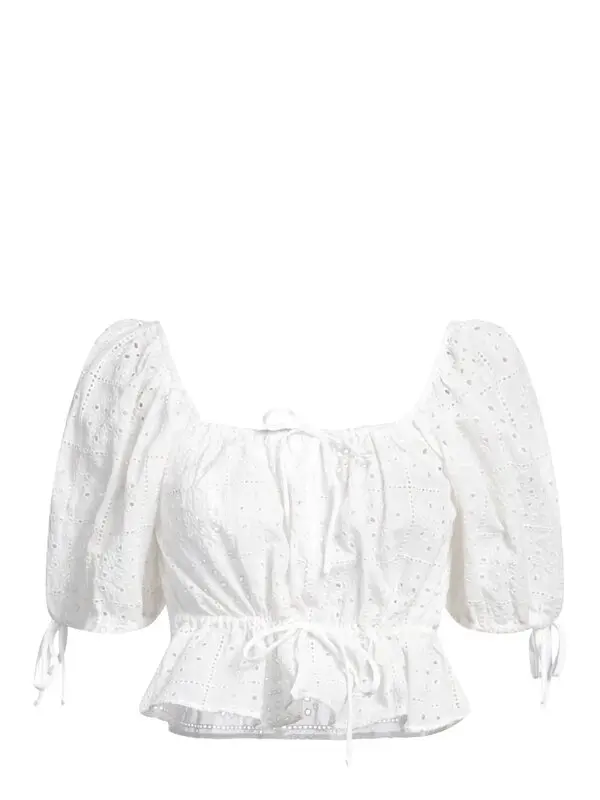 GANNI English Embroidery Top - White