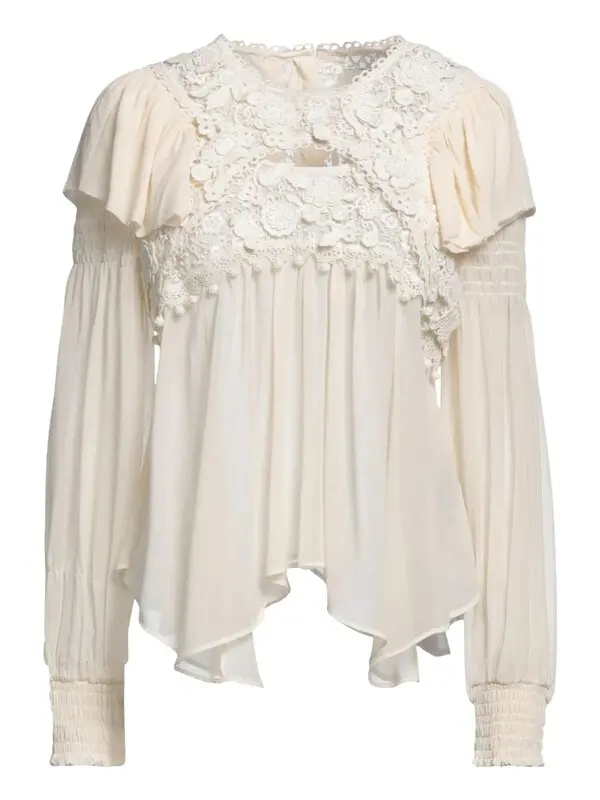 Isabel Marant Étoile Lace Embellished Long Sleeve Top - White