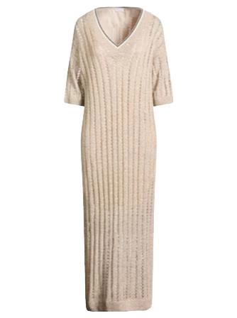 Brunello Cucinelli Knitted Midi Dress - Nude